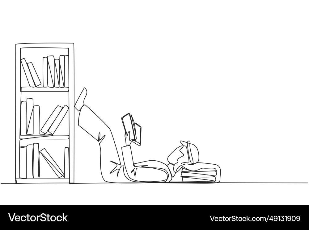 Continuous one line drawing arab man lying Vector Image