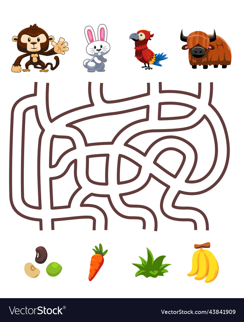 Maze puzzle game for children pair cute cartoon Vector Image Maze puzzle game for children pair cute cartoon Vector Image