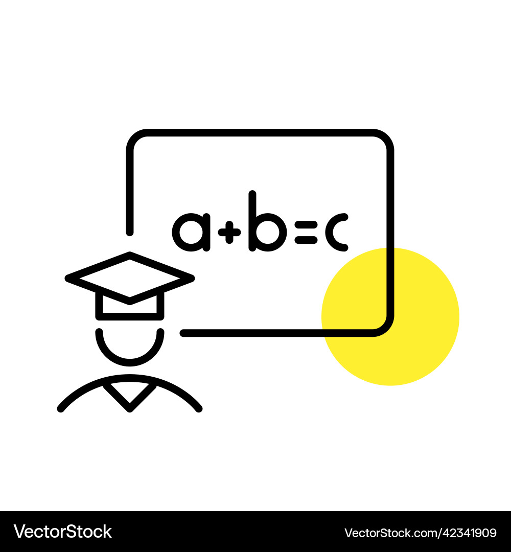 Professor explaining maths on a blackboard pixel Vector Image