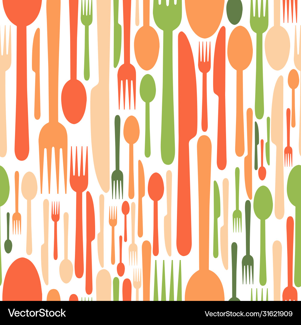 Seamless pattern cutlery knife fork and spoon Vector Image