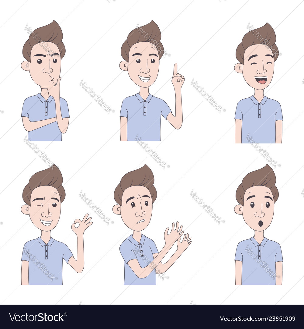 Set of man expressions Royalty Free Vector Image