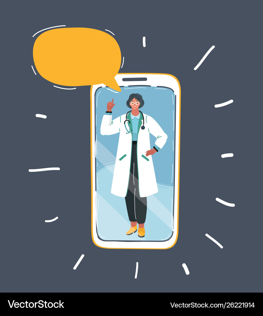 Doctor on phone screen Royalty Free Vector Image