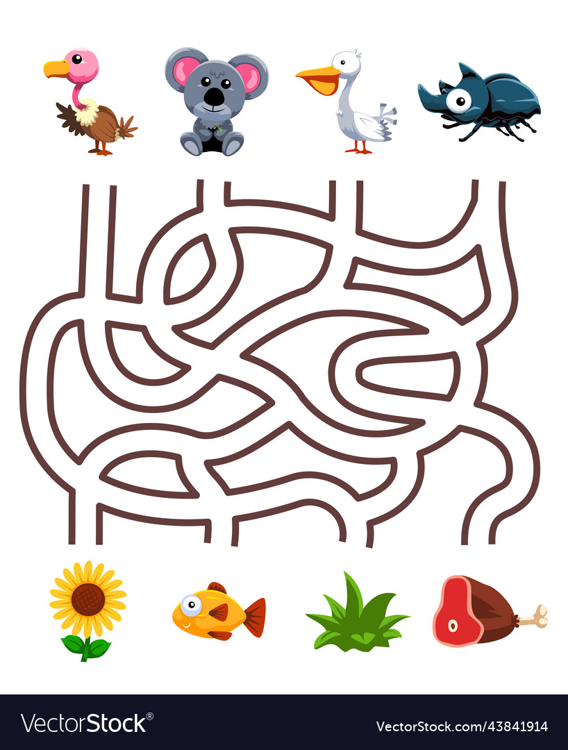 Maze puzzle game for children pair cute cartoon Vector Image Maze puzzle game for children pair cute cartoon Vector Image