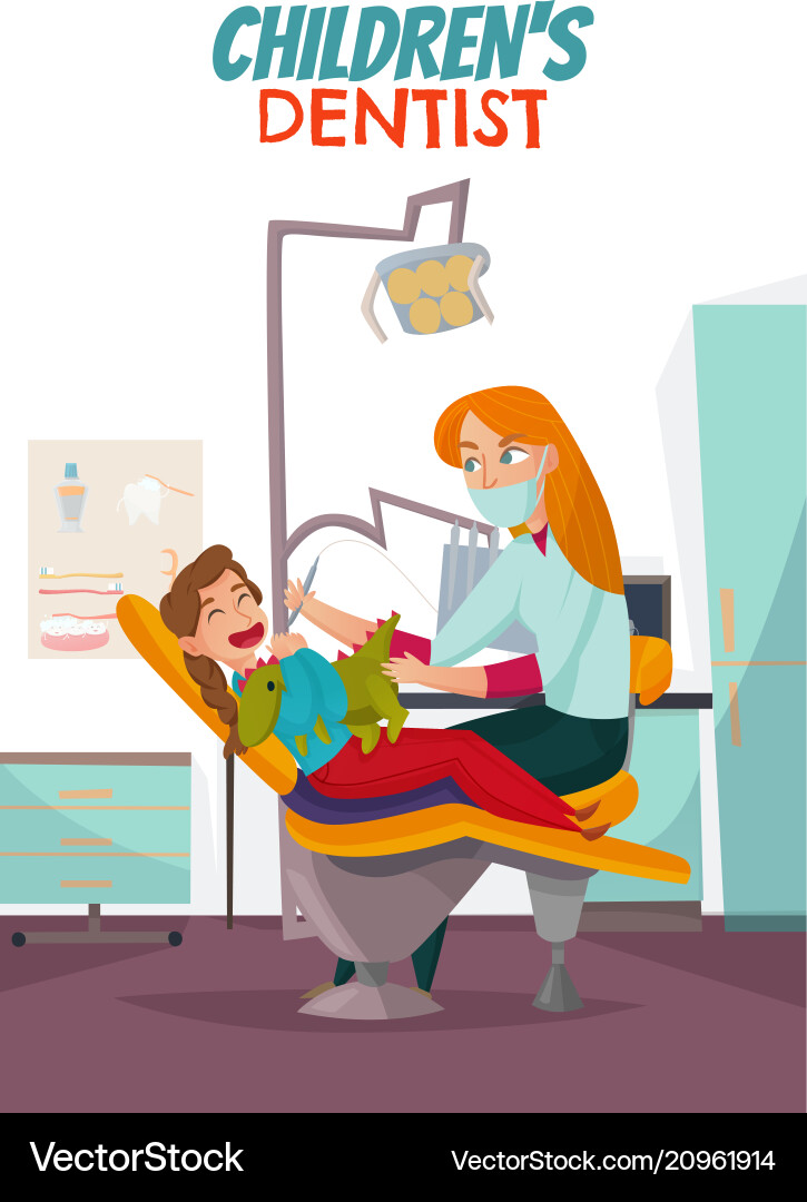 Pediatric dentistry composition Royalty Free Vector Image