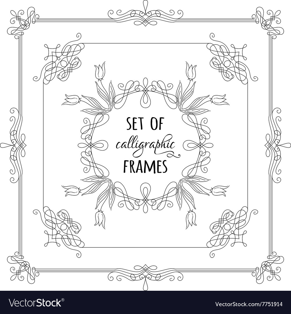 Set of hand-drawn calligraphic frames Royalty Free Vector Set of hand-drawn calligraphic frames Royalty Free Vector