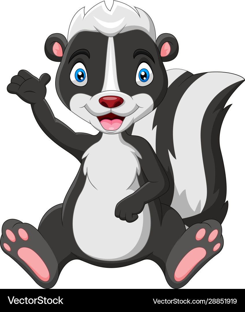 Cartoon skunk sitting with waving Royalty Free Vector Image