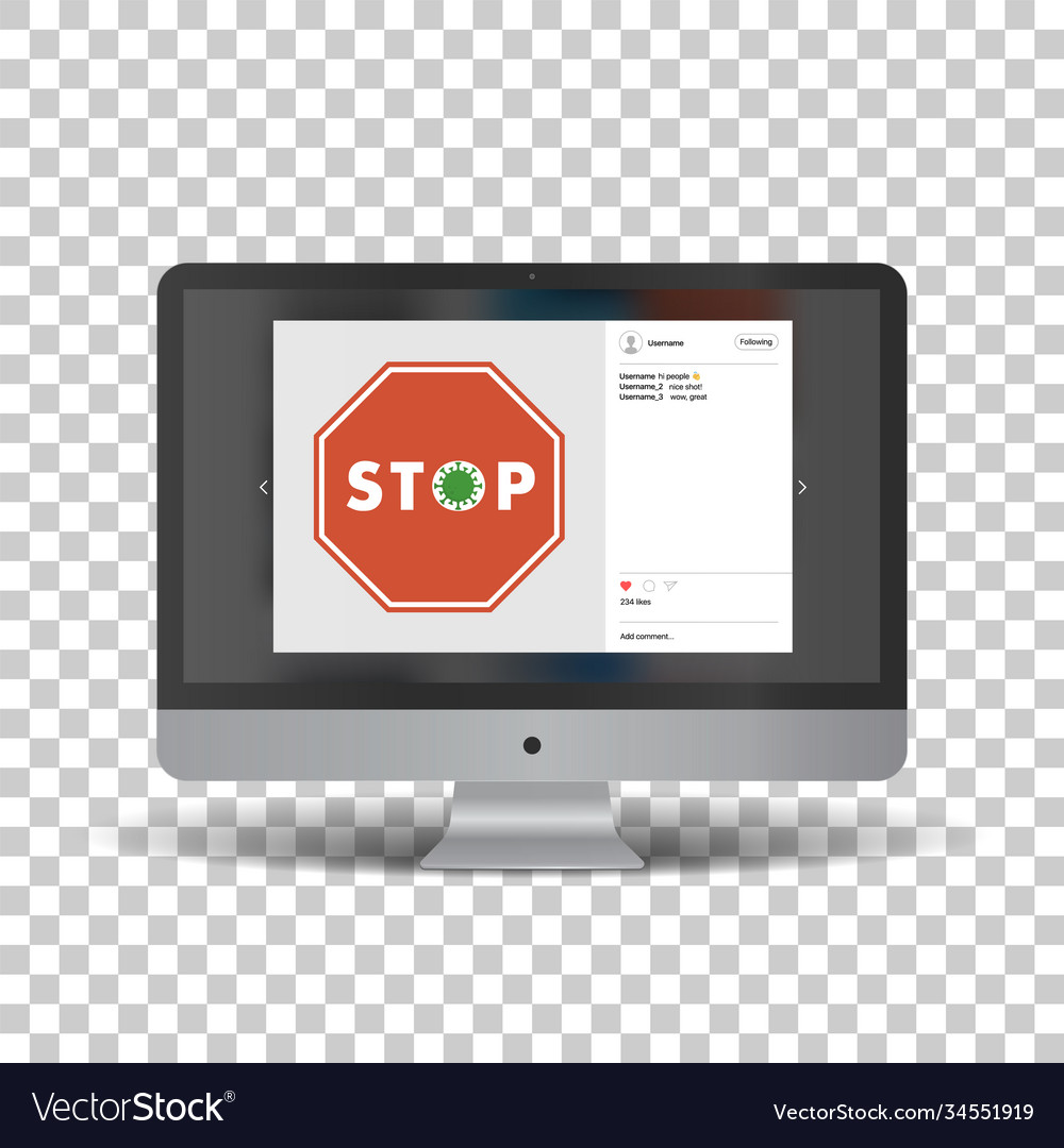 Computer monitor covid19 or covid19 concept Vector Image