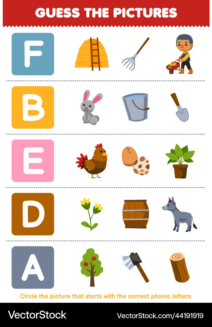 Education game for children guess the correct Vector Image
