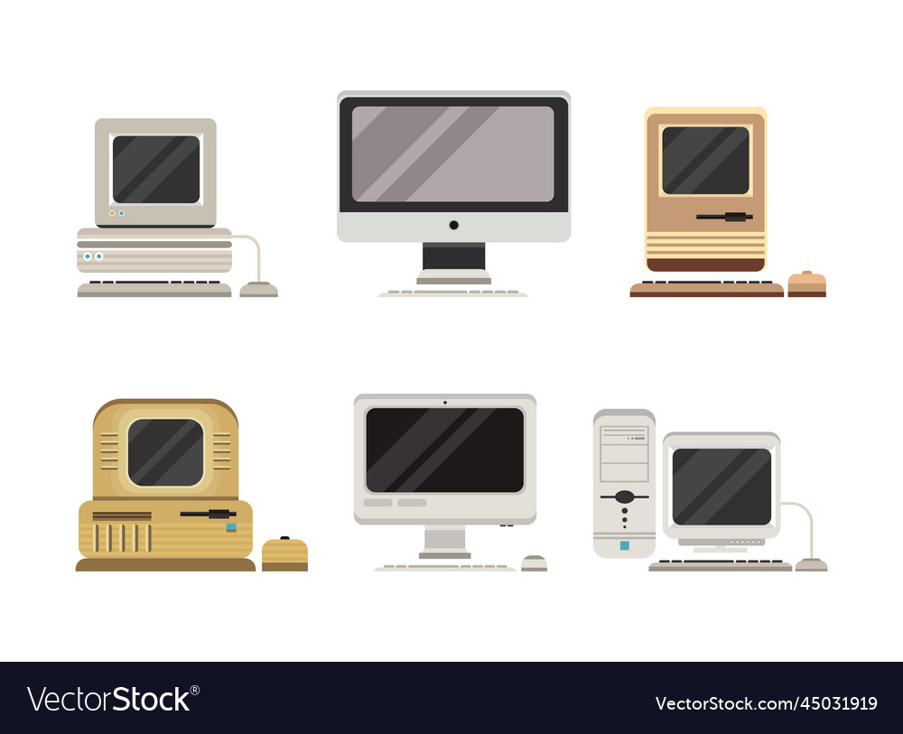 New and old retro computer device with monitor Vector Image