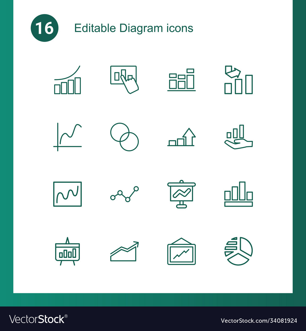 16 diagram icons Royalty Free Vector Image - VectorStock