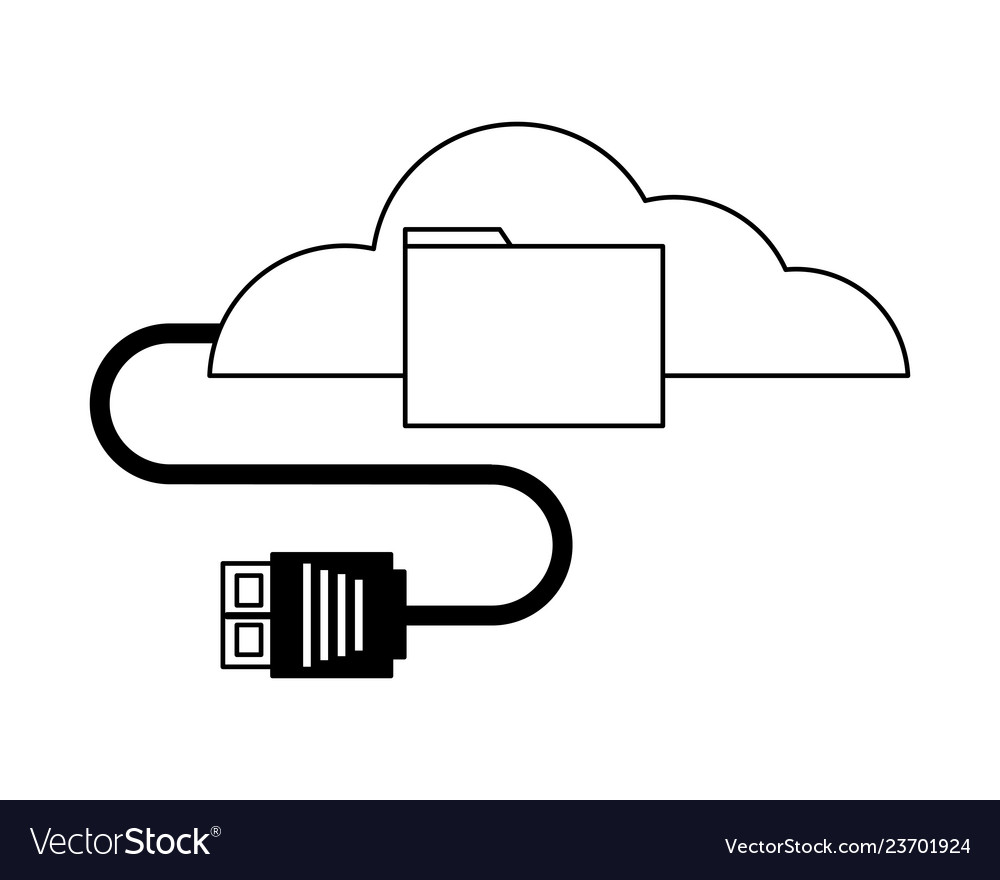 Cloud computing folder data cable plug Royalty Free Vector