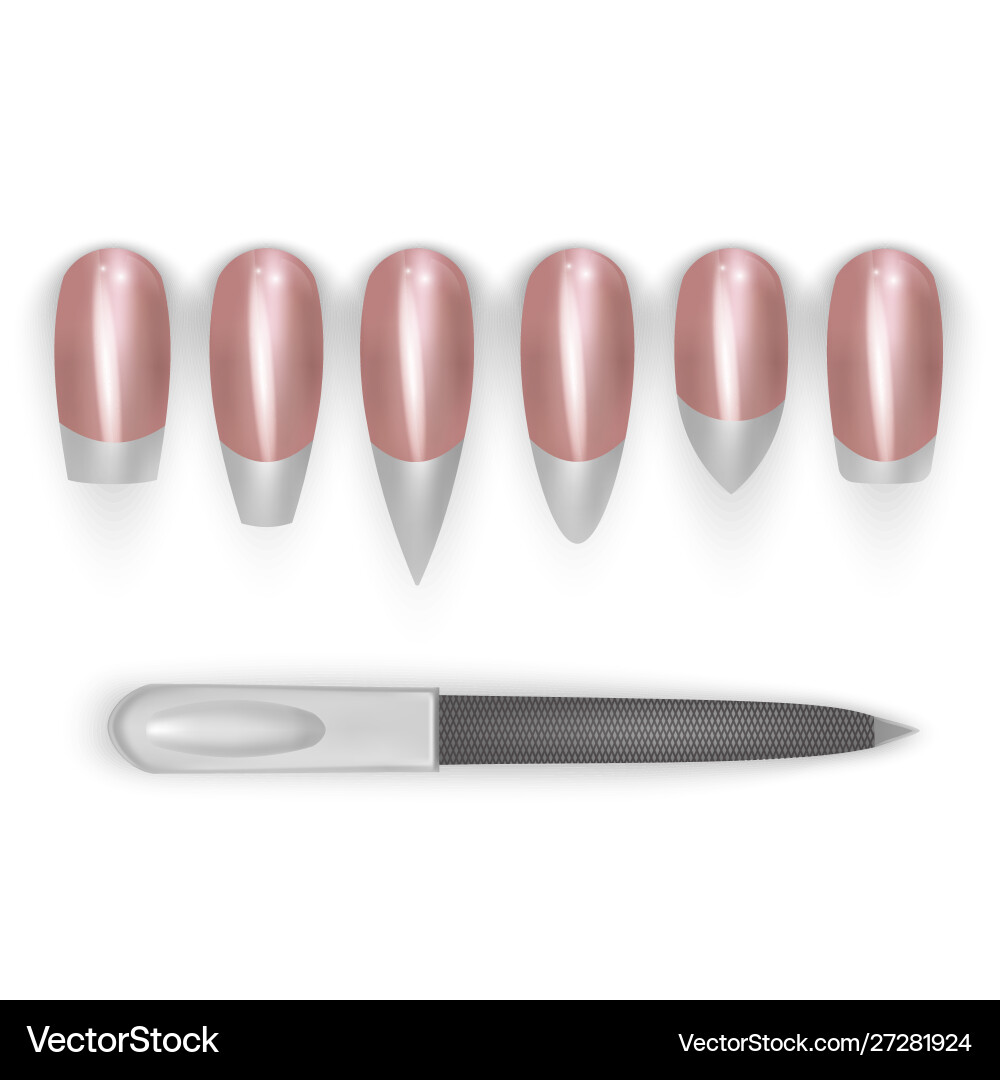 Female manicure set kinds nails nail forms Vector Image