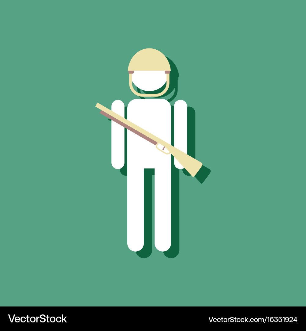 Flat icon design collection soldier with gun Vector Image