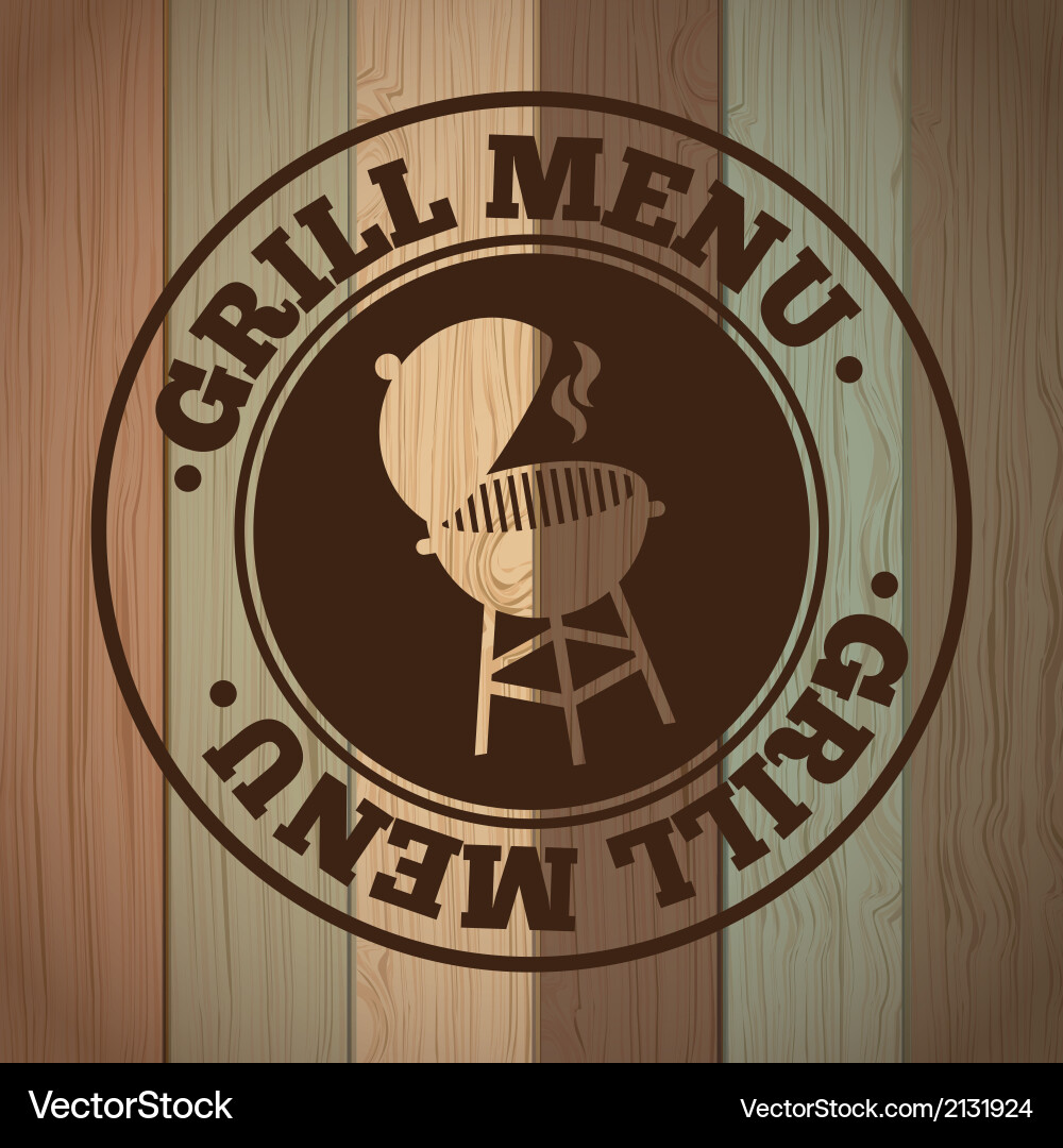 Grill menu over wooden background Royalty Free Vector Image