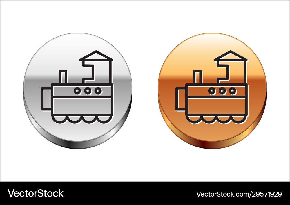 Black line toy train icon isolated on white Vector Image