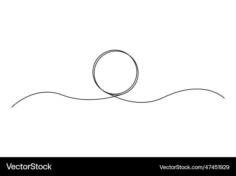 Continuous line drawing of round frame one line Vector Image