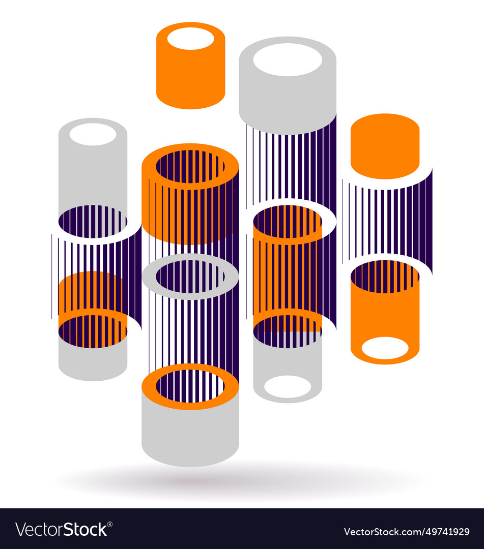 Cylinders pattern abstract 3d isometric Royalty Free Vector