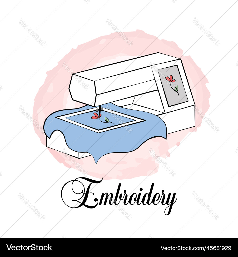 Embroidery machine electronic with display Vector Image