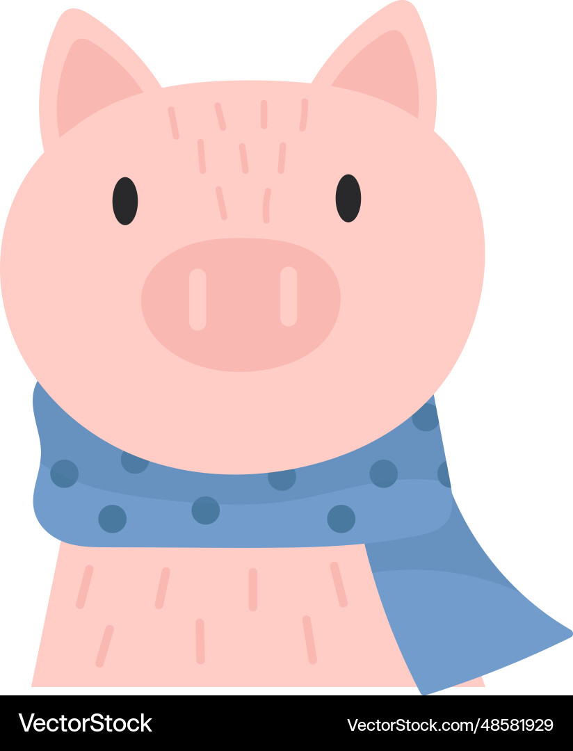 Pig wearing scarf Royalty Free Vector Image - VectorStock