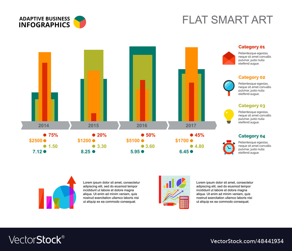 Bar chart with four elements template Royalty Free Vector