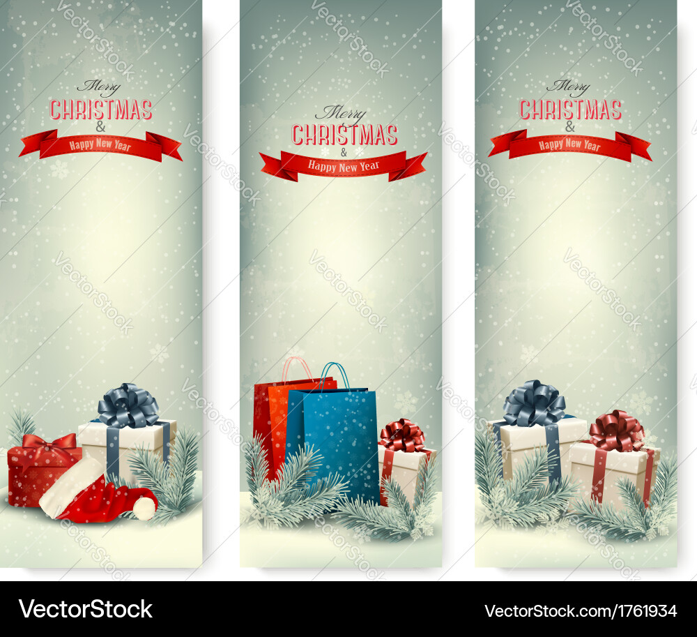 Christmas winter banners with presents Royalty Free Vector