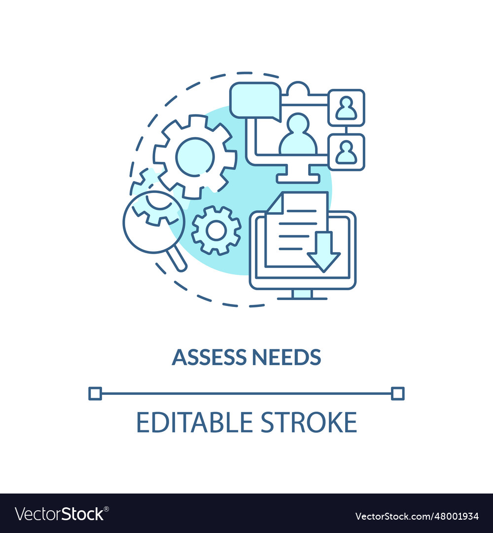 Customizable assess needs blue linear icon concept Customizable assess needs blue linear icon concept