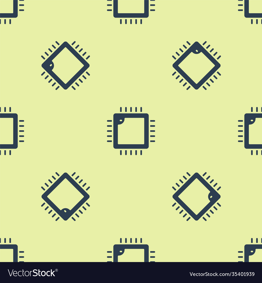 Blue Computer Processor With Microcircuits Cpu Vector Image