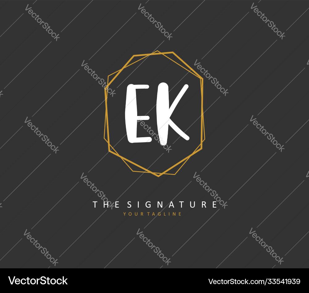 E k ek initial letter handwriting and signature Vector Image
