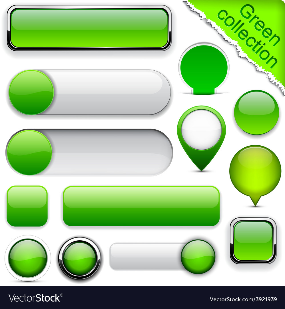 Green high-detailed modern buttons Royalty Free Vector Image