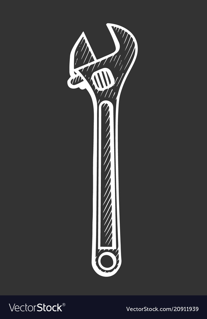 Hand drawn adjustable spanner Royalty Free Vector Image
