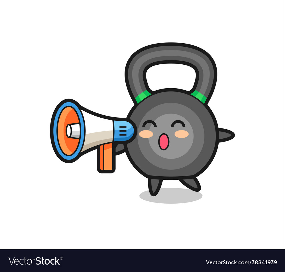 Kettlebell character holding a megaphone Vector Image