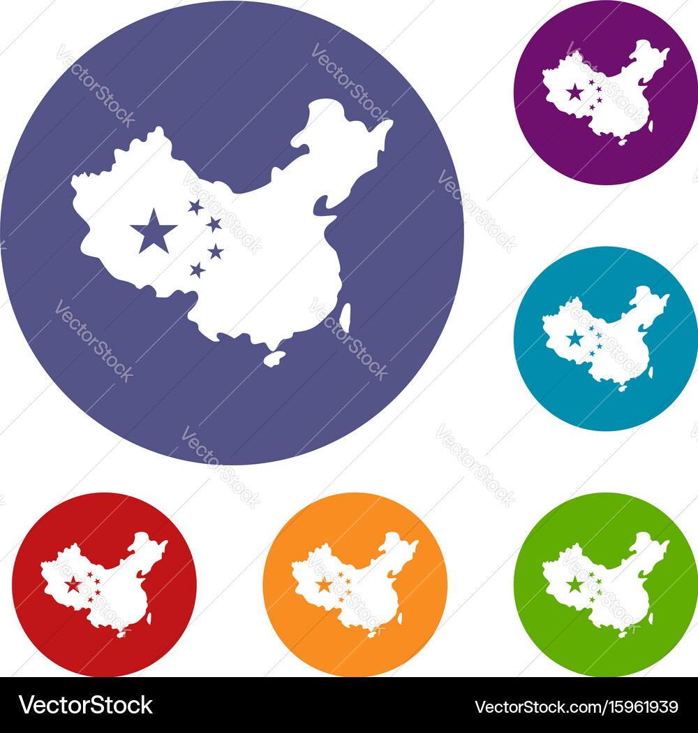 Map of china icons set Royalty Free Vector Image