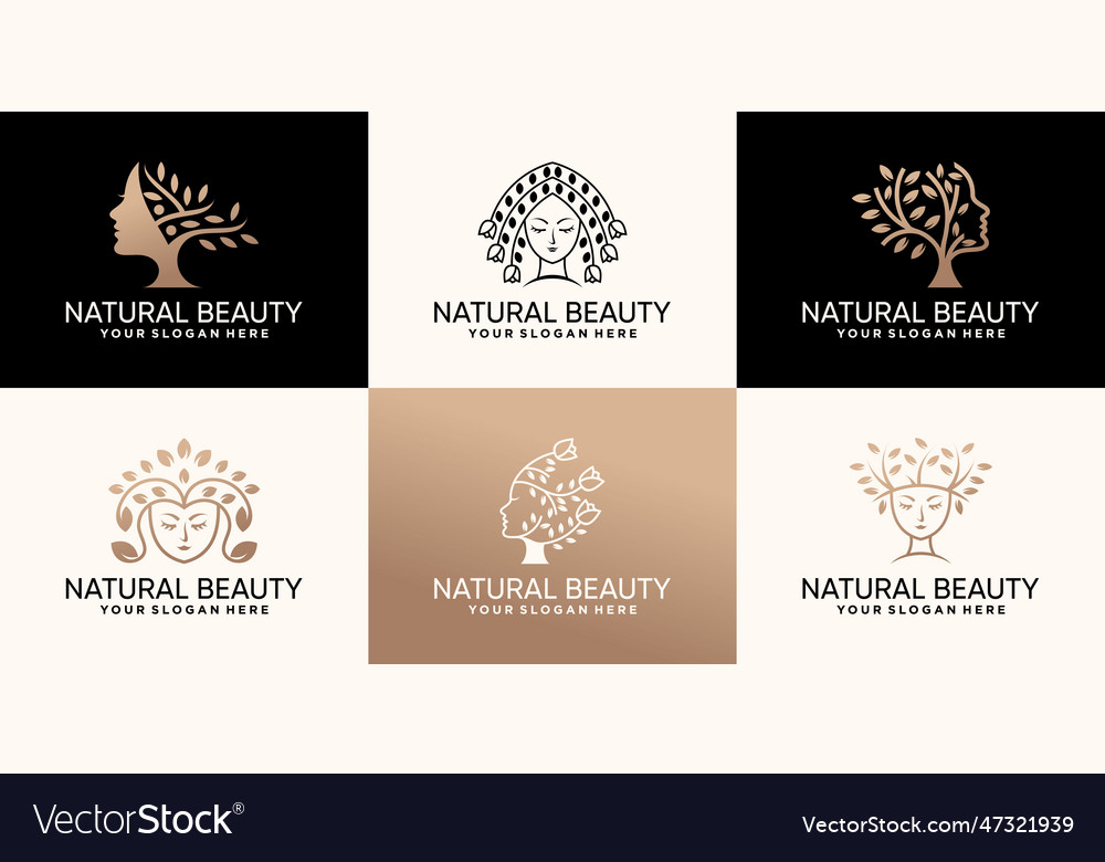 Set bundle of natural beauty logo design Vector Image