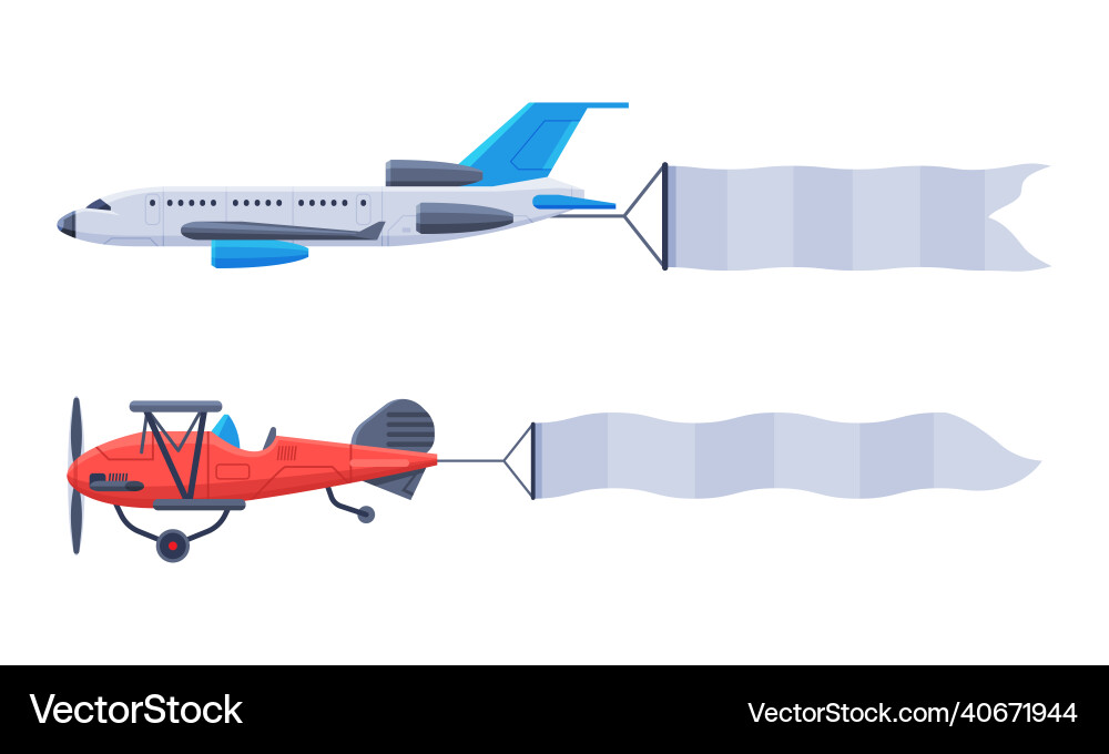 Flying aircraft with fluttering blank banner Vector Image