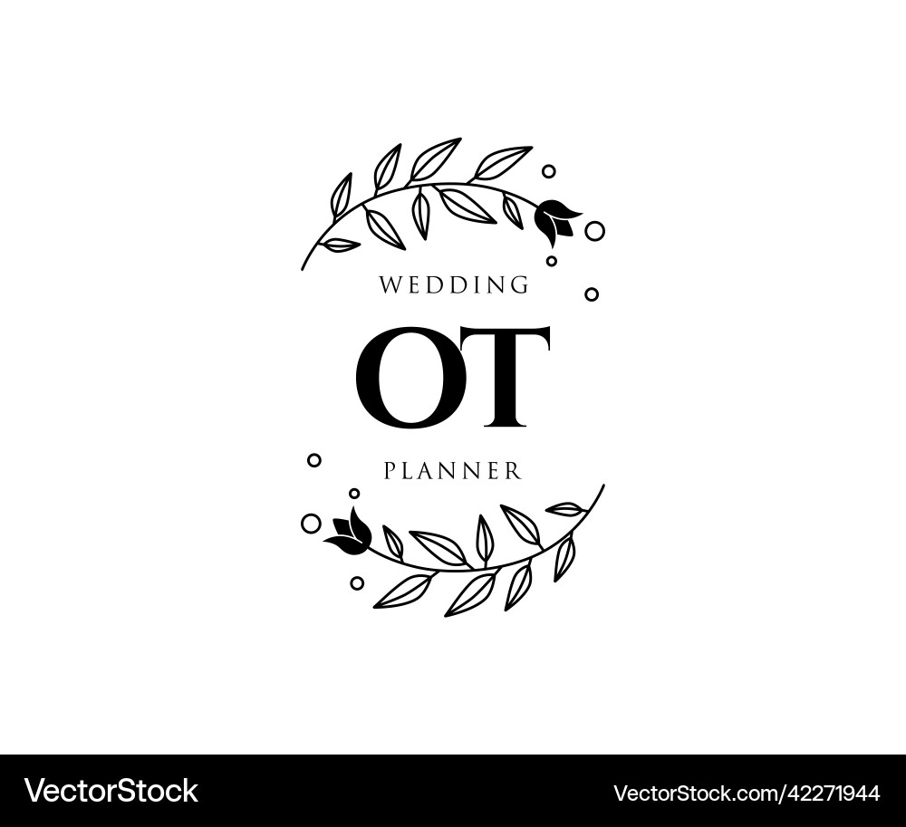 Ot initials letter wedding monogram logos Vector Image