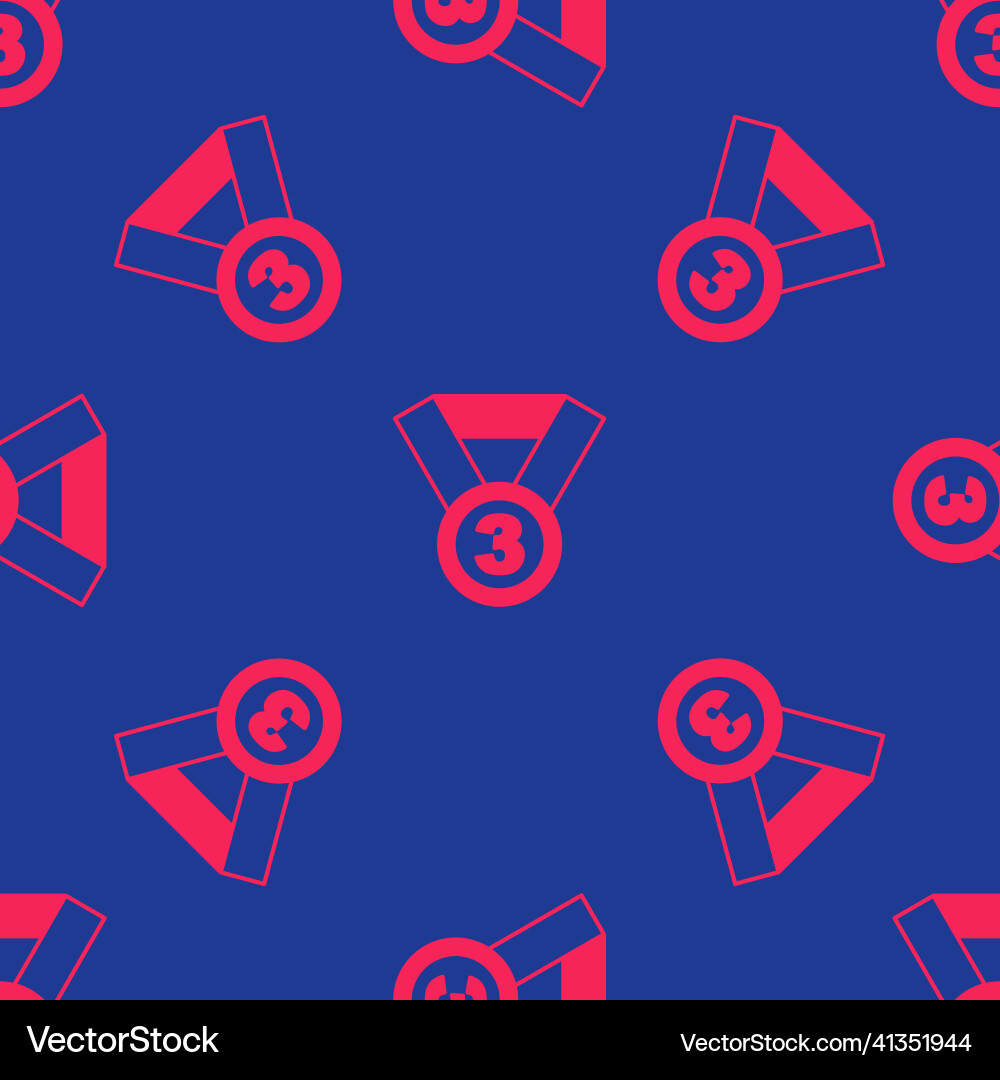 Red medal icon isolated seamless pattern on blue Vector Image