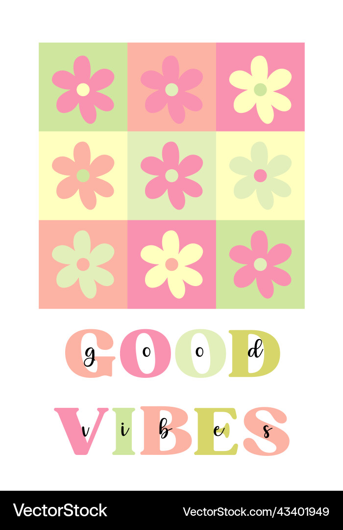 Cute y2k patchwork floral poster t shirt print Vector Image