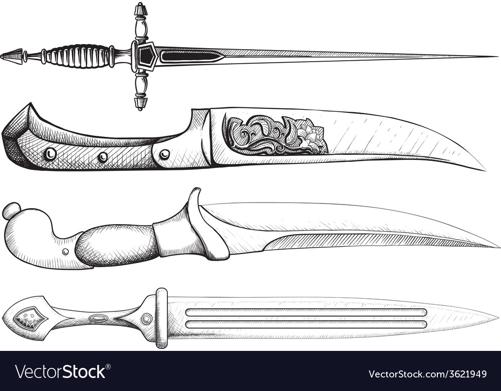 Dagger set Royalty Free Vector Image - VectorStock