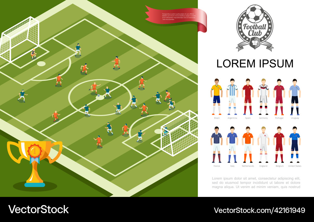 Flat soccer colorful concept Royalty Free Vector Image