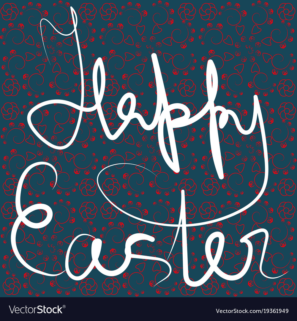 Happy easter abstract sign on pattern background Vector Image