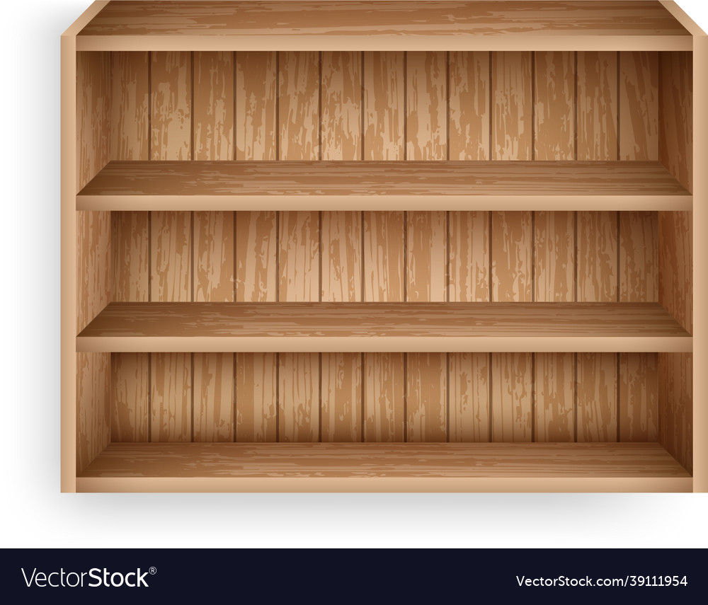 Blank Bookshelf Mockup Template Realistic Wooden Vector Image