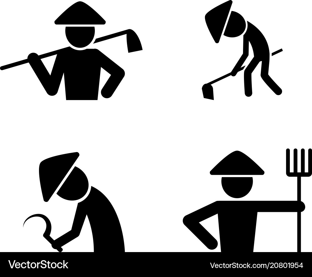 Set farmer icons in simple style art Royalty Free Vector