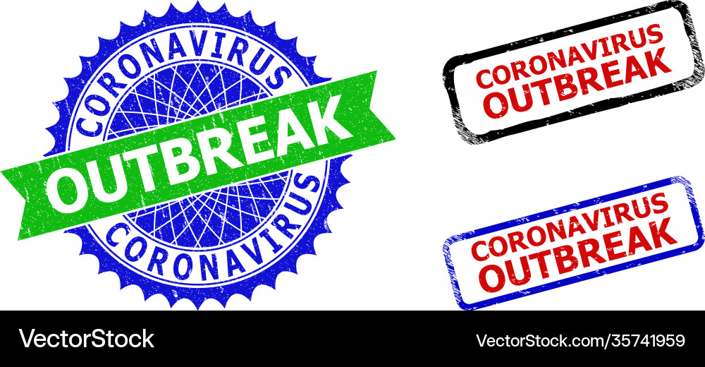 Coronavirus outbreak rosette and rectangle bicolor