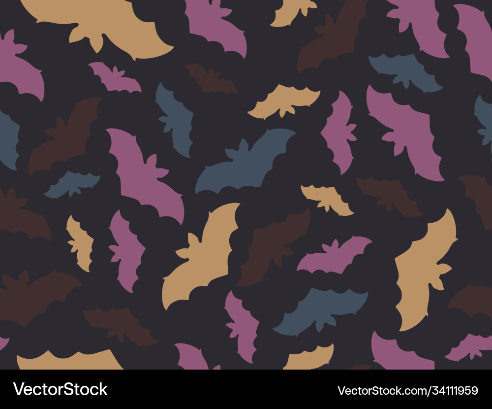 Halloween seamless pattern with flying bats Vector Image
