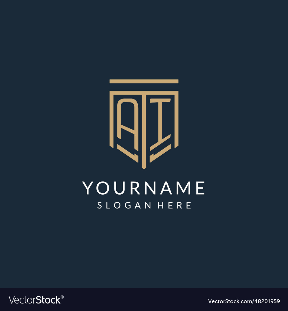 Initial ai shield logo monoline style modern and Vector Image Initial ai shield logo monoline style modern and Vector Image