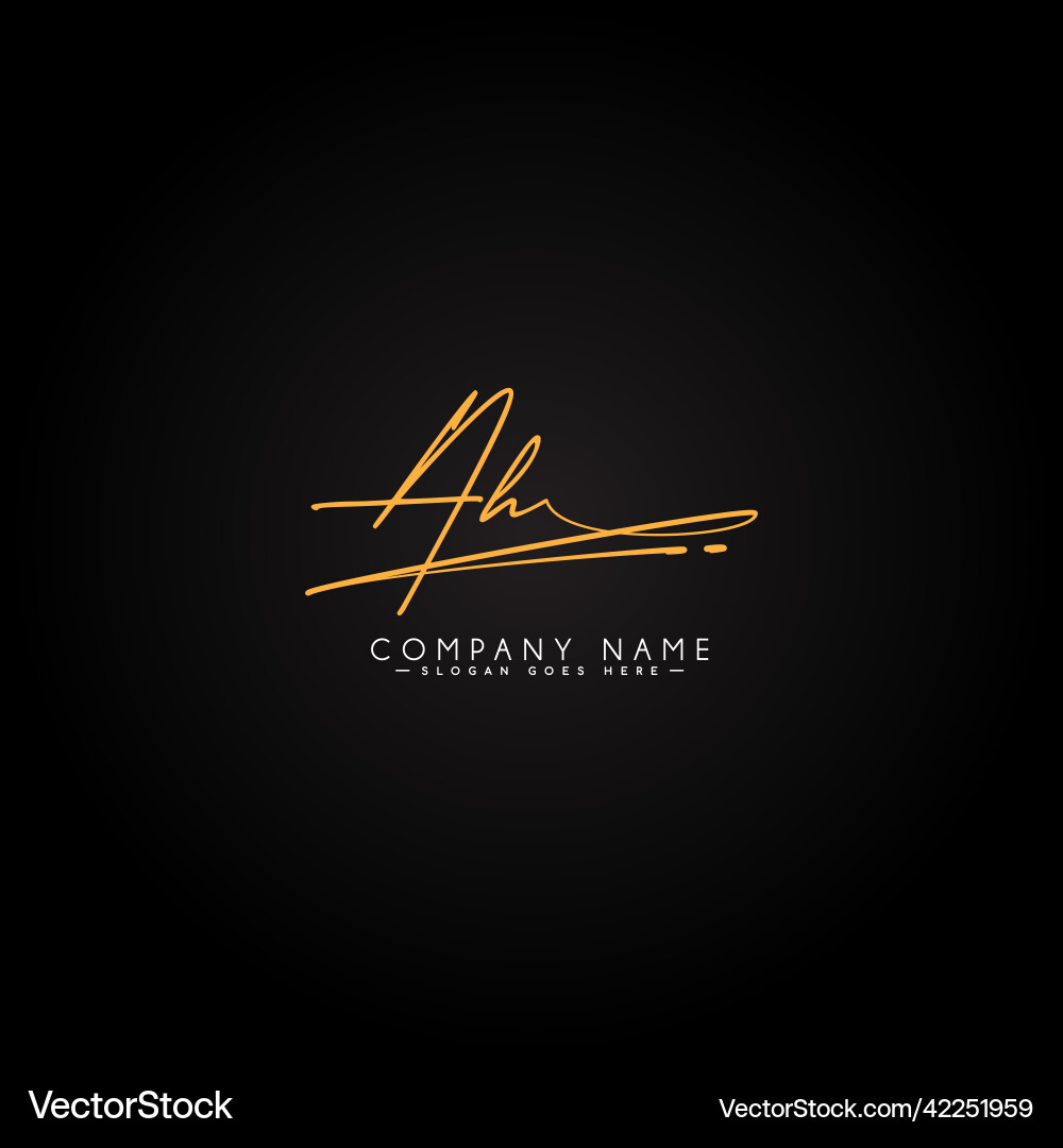 Initial letter ah logo - hand drawn signature Vector Image