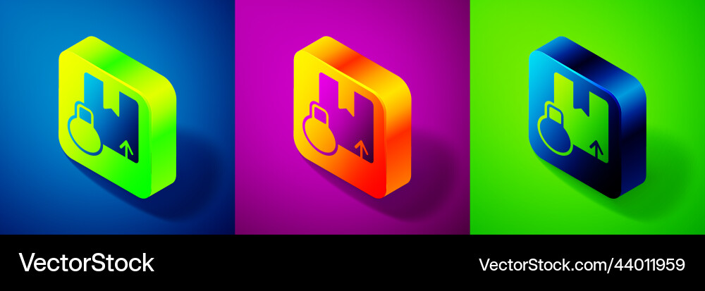 Isometric Carton Cardboard Box Icon Isolated Vector Image