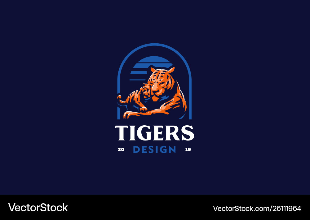 A tigress with tiger cub Royalty Free Vector Image