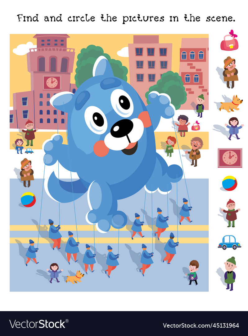 Find and circle objects puzzle game for children Vector Image