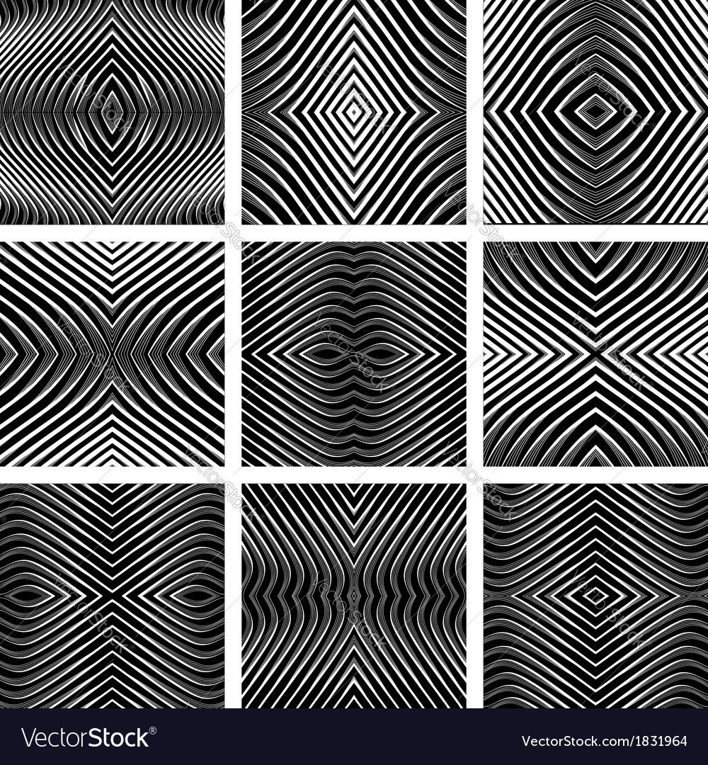 Patterns set in op art design Royalty Free Vector Image